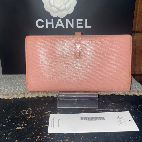 CHANEL | Bags | Chanel Bubble Gum Pink Leather Coco Chanel Long Bifold ...
